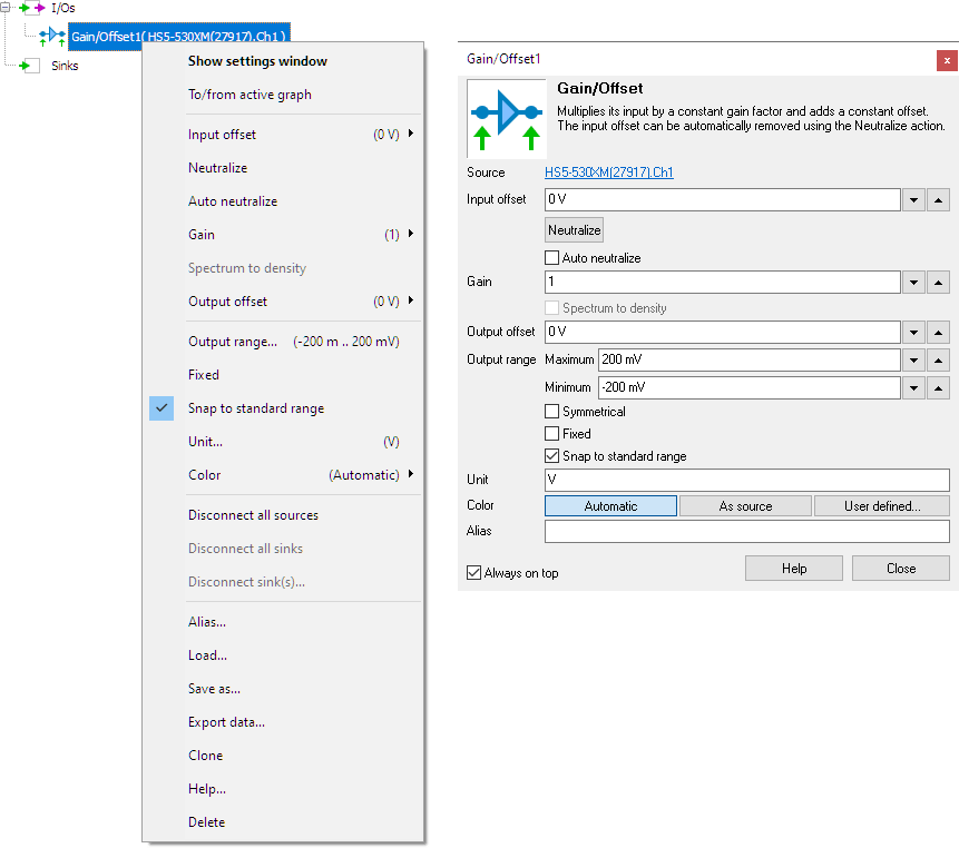 Gain/Offset | I/O's | Advanced measurements | Multi Channel measurement ...