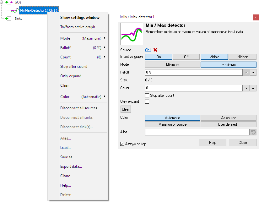 Min / Max detector | I/O's | Advanced measurements | Multi Channel ...