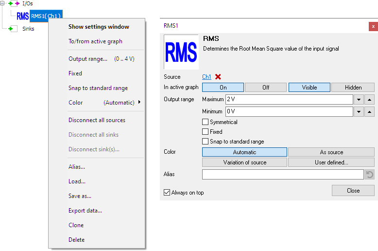 RMS | I/O's | Advanced measurements | Multi Channel measurement ...